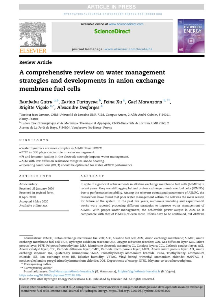 Water Management in AEM Fuel Cells | PDF | Fuel Cell | Ion