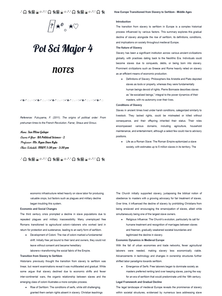 Transition from Slavery to Serfdom in Europe | PDF | Serfdom | Slavery