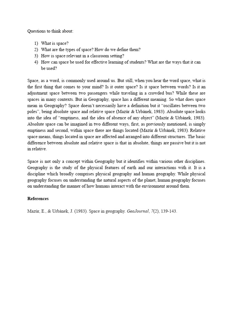 Understanding Space in Geography | PDF