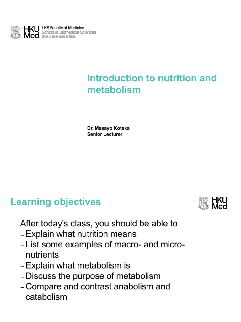 Introduction to Human Nutrition & Metabolism | PDF | Metabolism ...