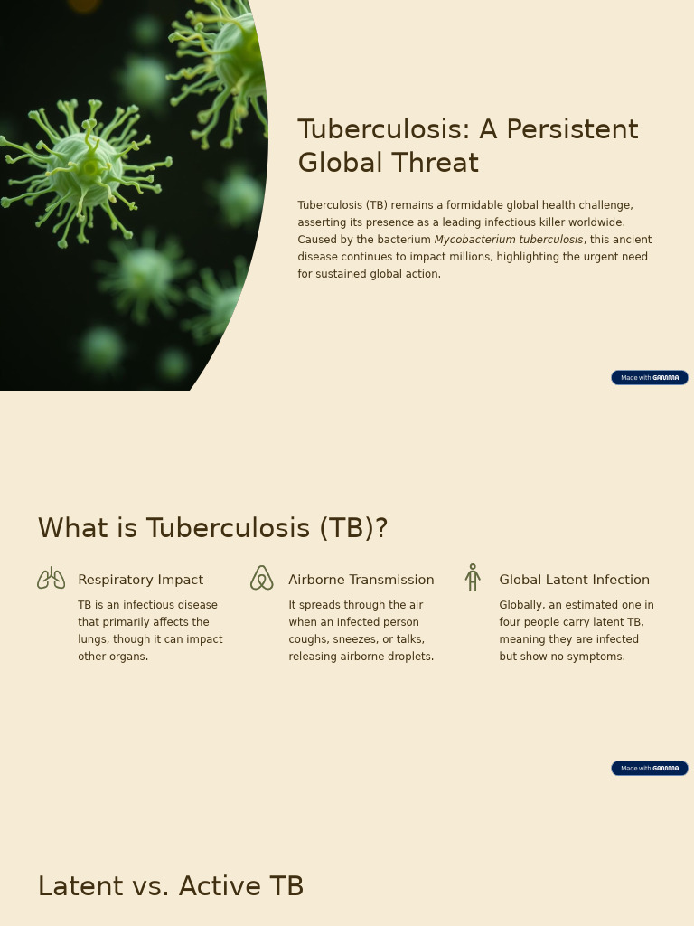 Tuberculosis A Persistent Global Threat | PDF | Tuberculosis | Infection