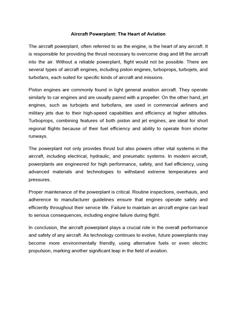 Aircraft Powerplant - The Heart of Aviation | PDF