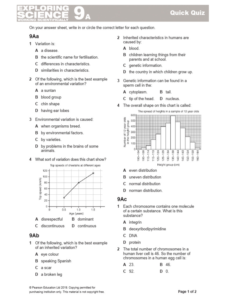 Assesment 9a | PDF | Genetics | Dna