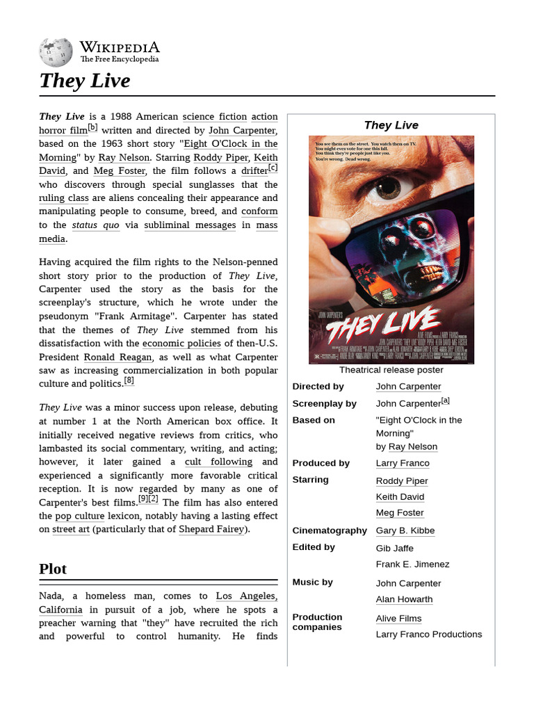 They Live: Plot and Themes Explained | PDF
