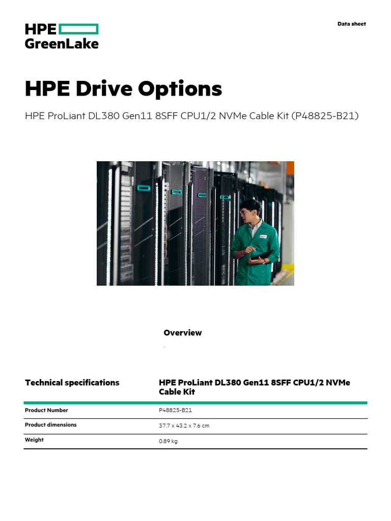 HPE ProLiant DL380 Gen11 Cable Kit Specs | PDF | Computing | Computer ...