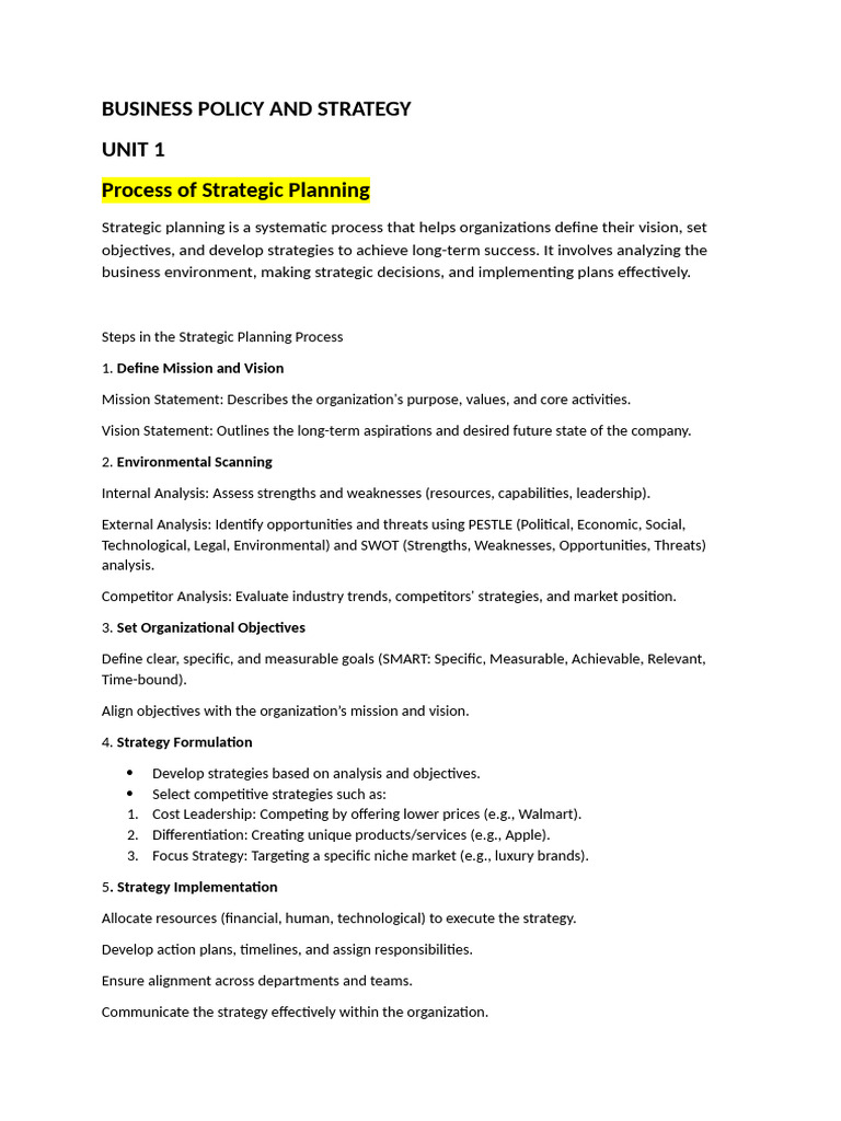 Business Policy and Strategy | PDF | Strategic Management | Strategic ...