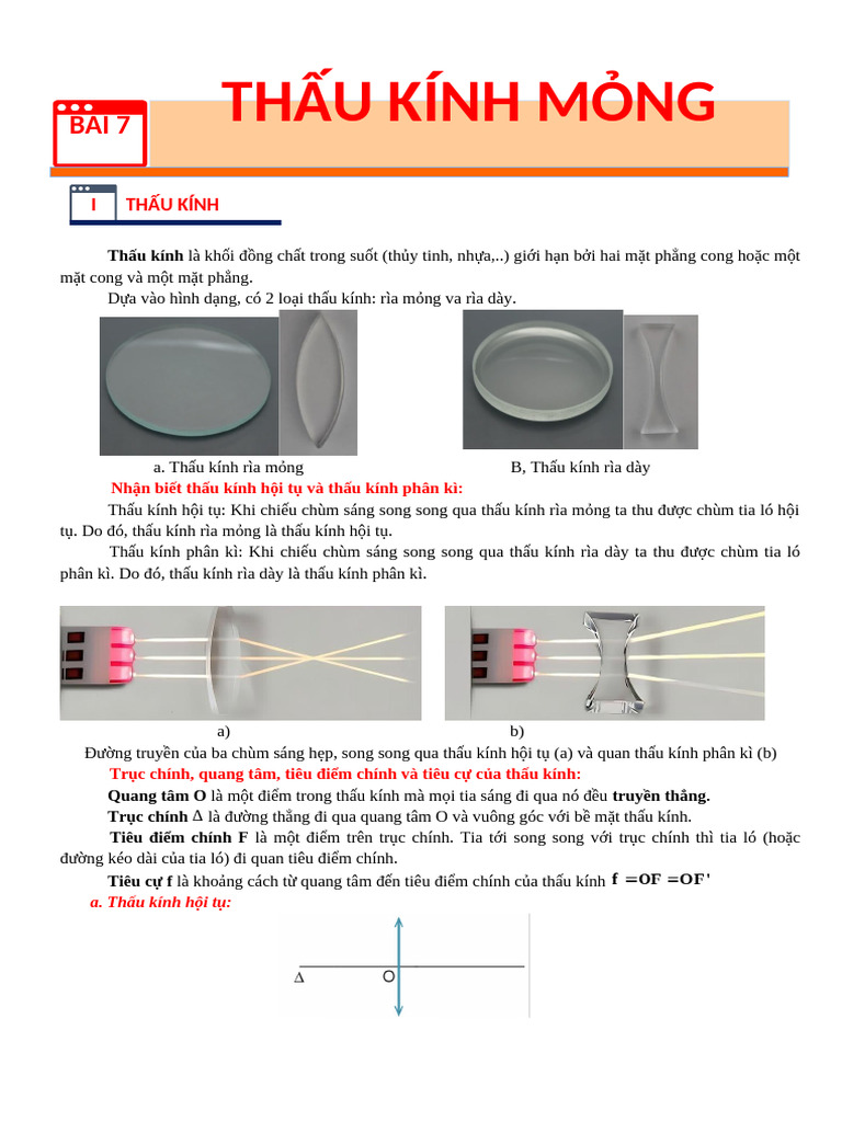 Hs - bài 8, 9 Thấu Kính | PDF