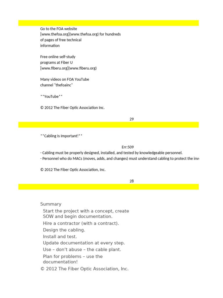 FOA Lecture Cabling Project Management (Excel Record) | PDF ...