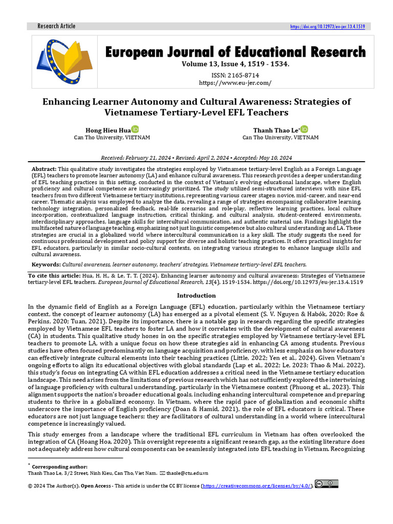EFL Teachers' Strategies for Autonomy & Culture | PDF | Constructivism ...
