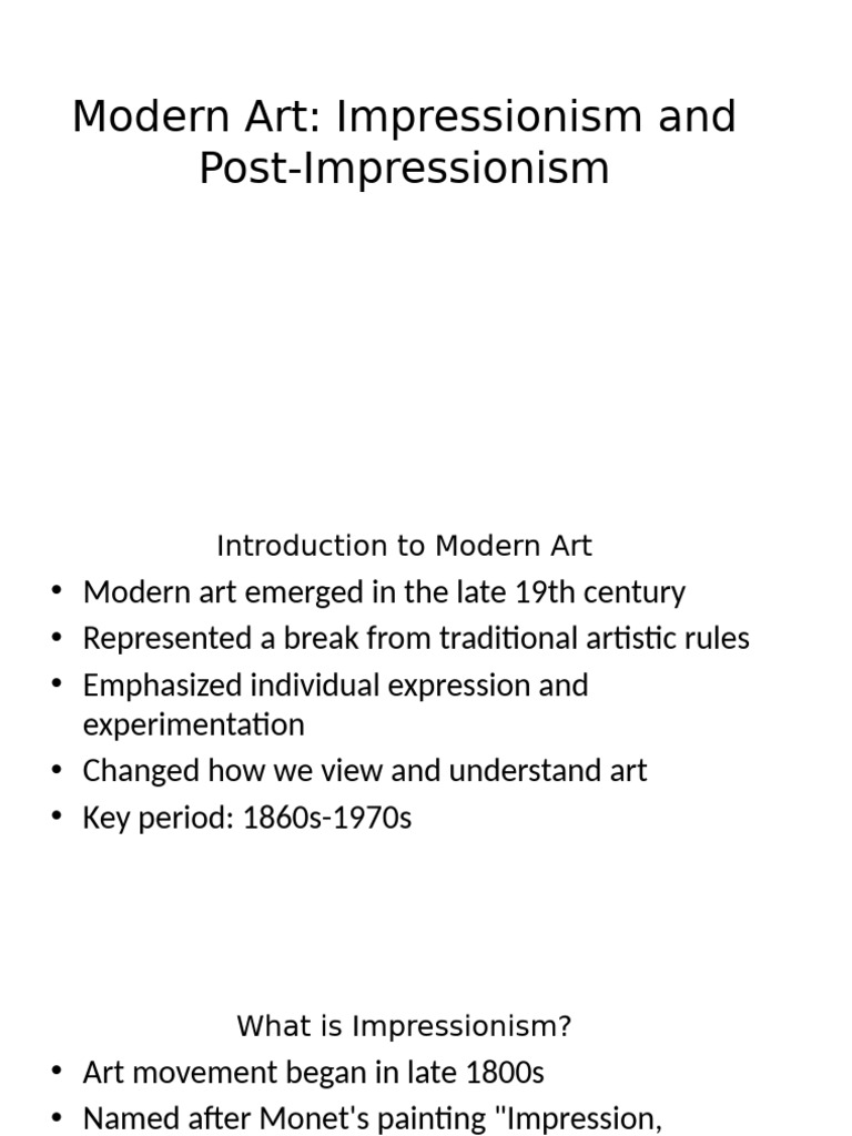 Impressionism and Post-Impressionism Overview | PDF | Impressionism | Style