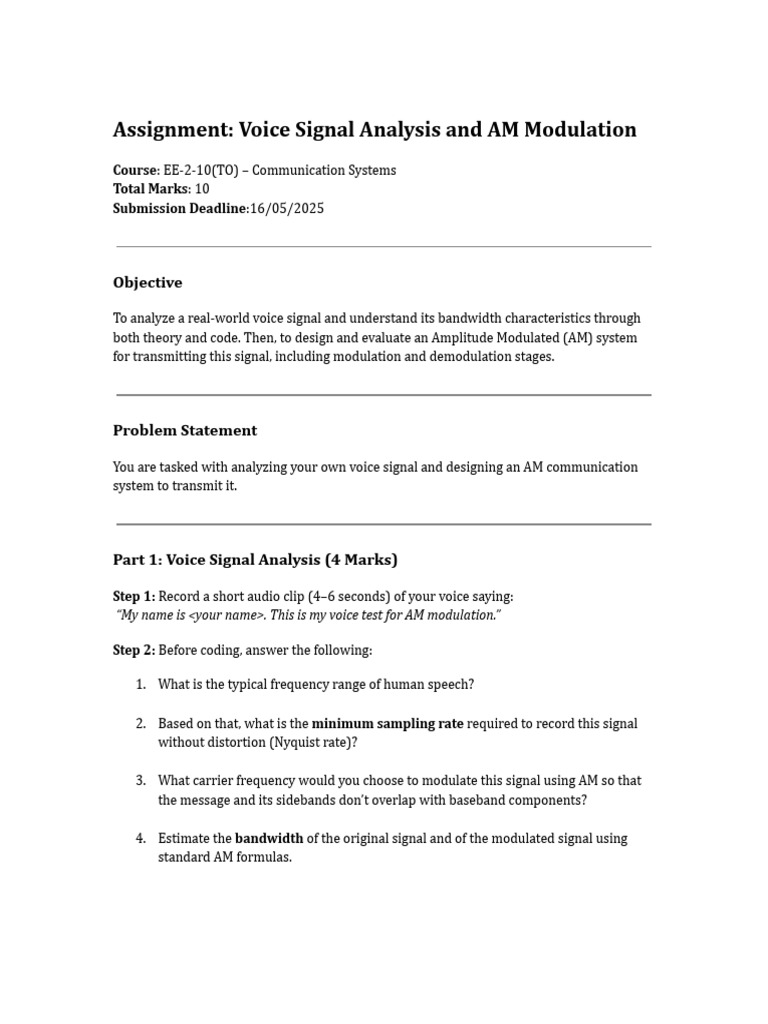AM Assignment Problem | PDF | Bandwidth (Signal Processing) | Radio