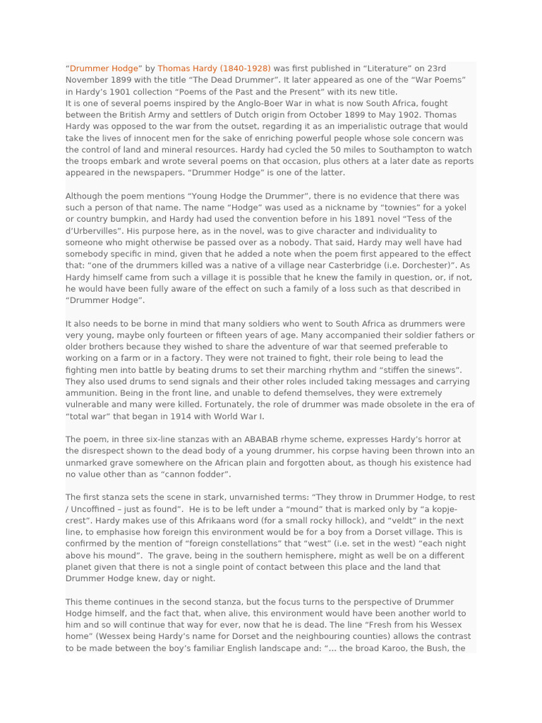 Drummer Hodge | PDF | Thomas Hardy