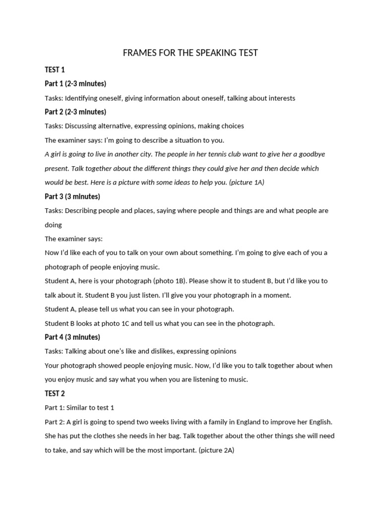 Visual Aids for Speaking Tests | PDF | Photograph