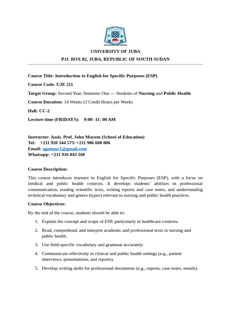 Course Outline ESP 2025 | PDF | Vocabulary | English Language