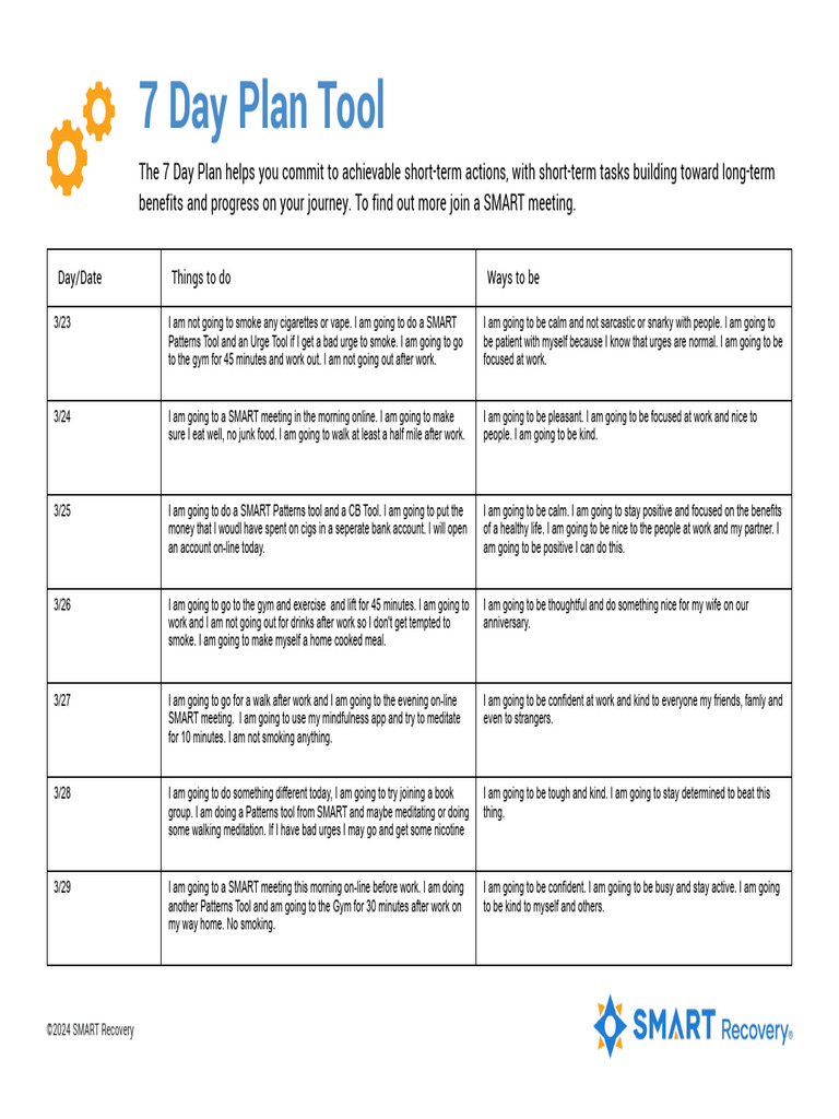 7-Day Smoking Cessation Plan | PDF | Determinants Of Health