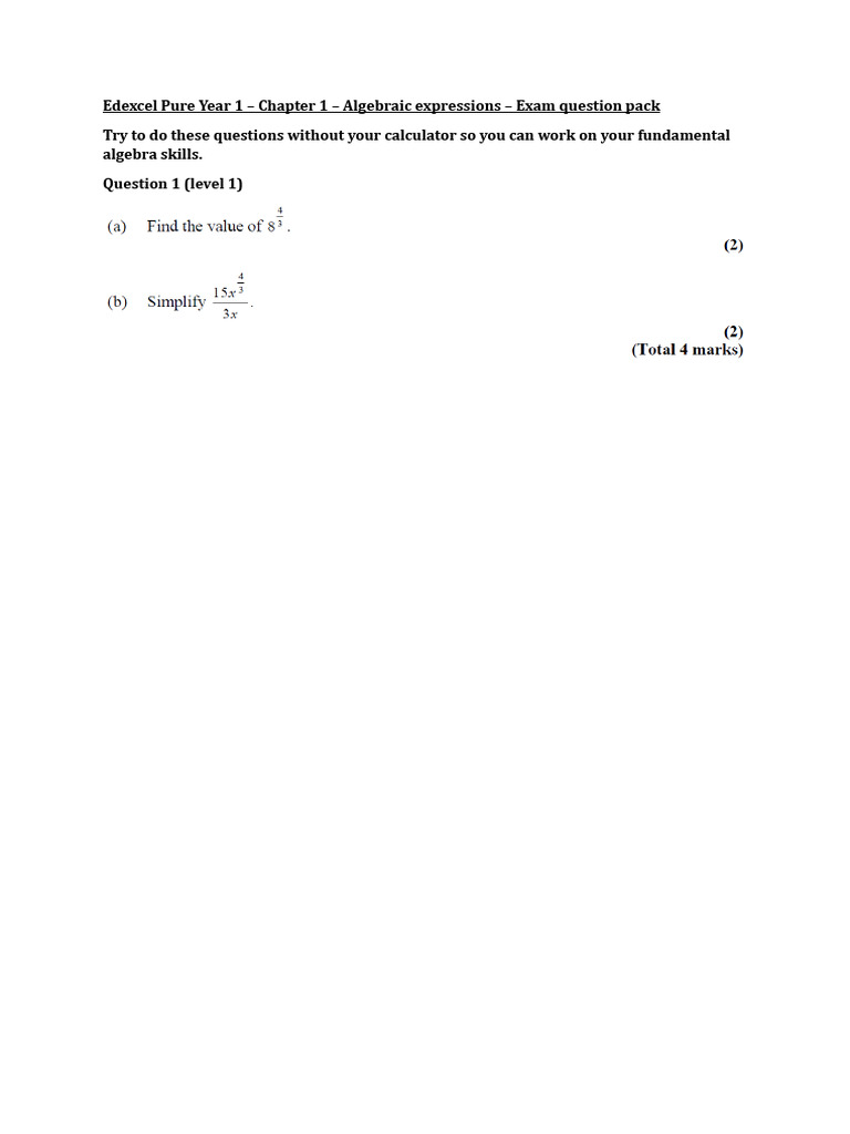 Chapter 1 - Algebraic Expressions | PDF