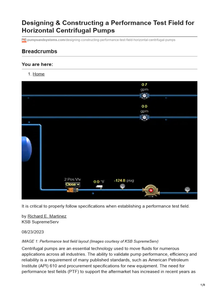 Performance Test Field for Pumps | PDF | Pump | Instrumentation