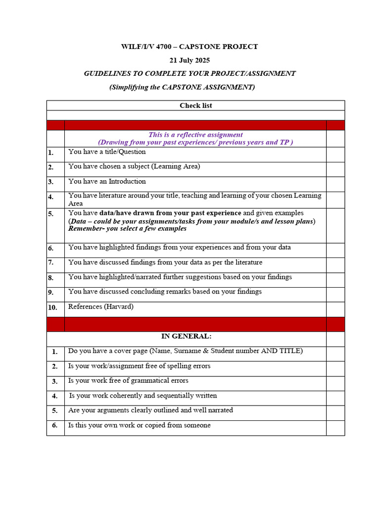 Capstone Project Guidelines 2025 | PDF | Data | Analysis