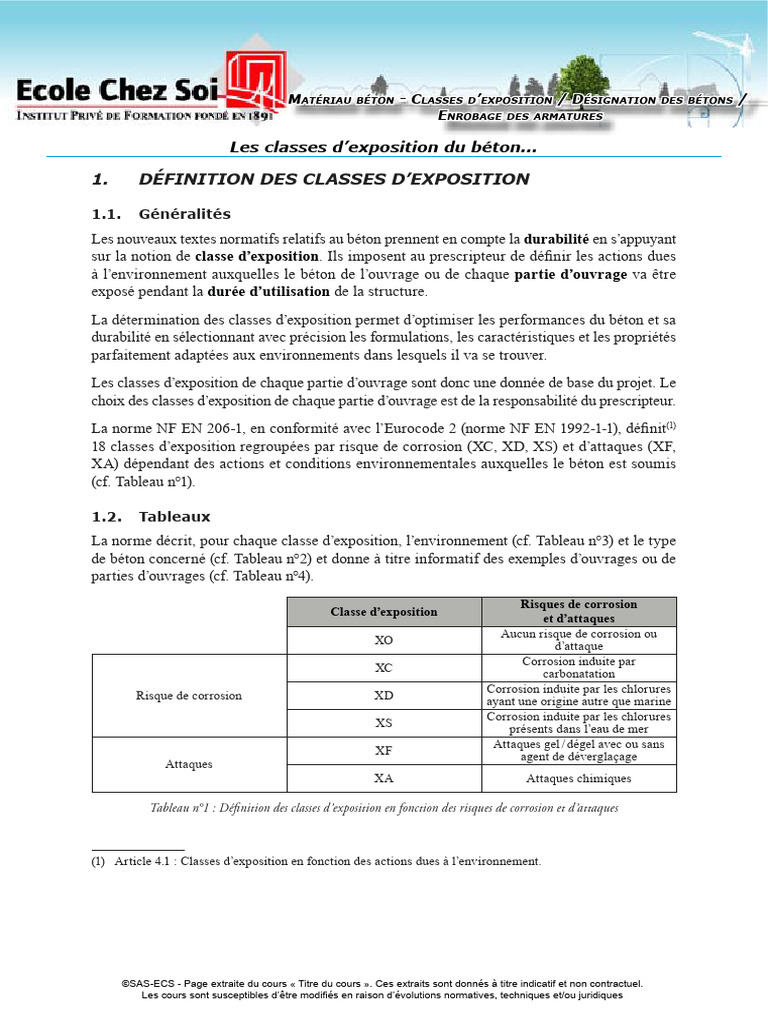 Classes d'exposition du béton et enrobage | PDF | Béton | Corrosion