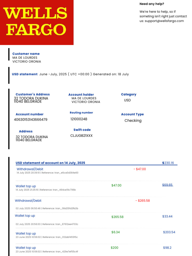 Wells Fargo Dollar Account PDF | PDF