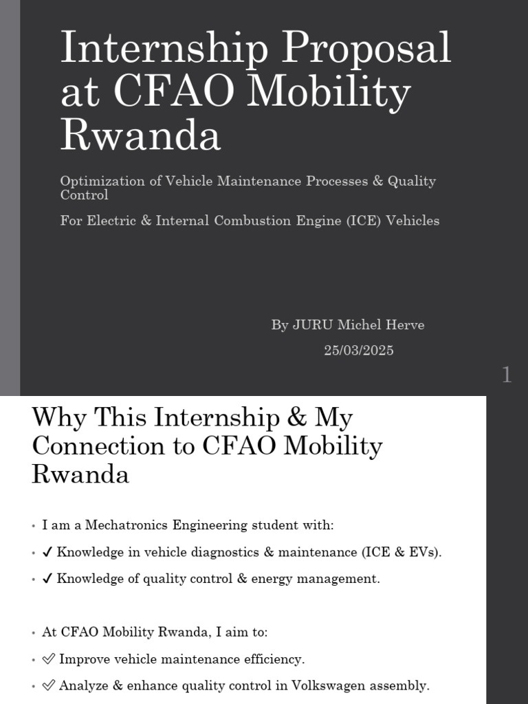 Internship Proposal CFAO Mobility Rwanda PDF | PDF | Electric Vehicle | Internship