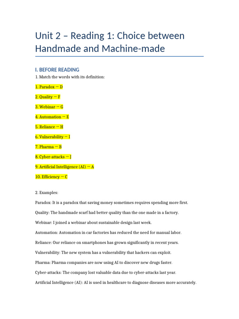 Handmade vs. Machine-made Products Analysis | PDF