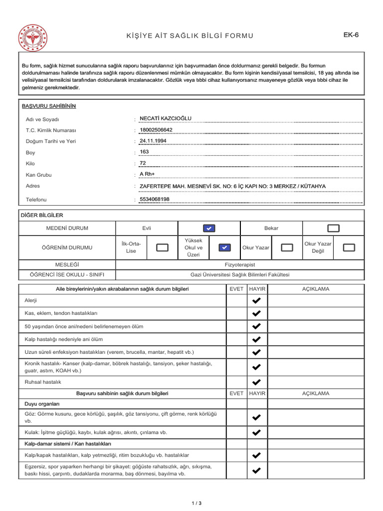 Surucu Raporu Beyan Basvurusu | PDF