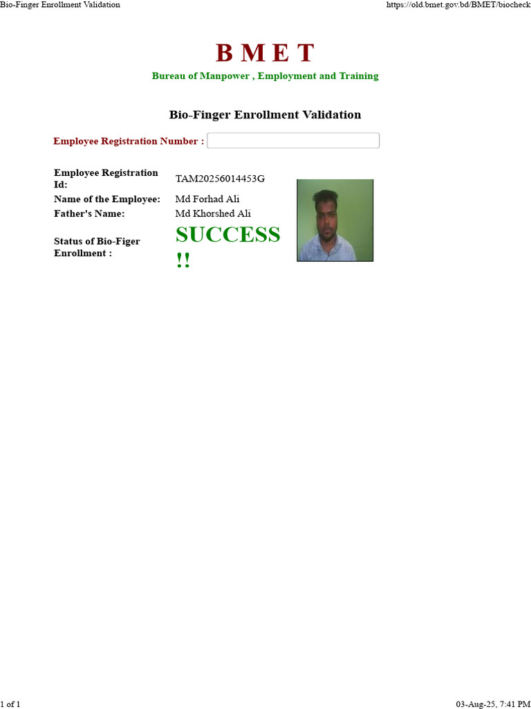 Bio-Finger Enrollment Validation | PDF