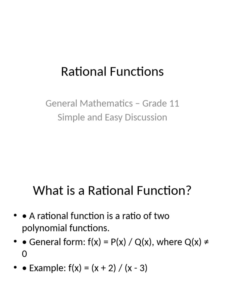 Rational Functions Grade11 | PDF