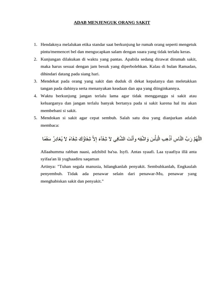 Adab Menjenguk Orang Sakit | PDF