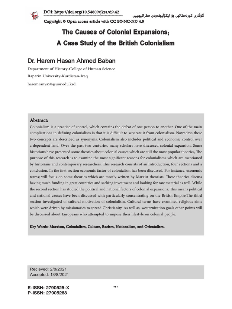 Causes of British Colonial Expansion | PDF | Colonialism | British Empire