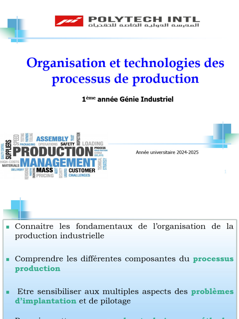 Organisation des processus de production | PDF | Inventaire | Logistique