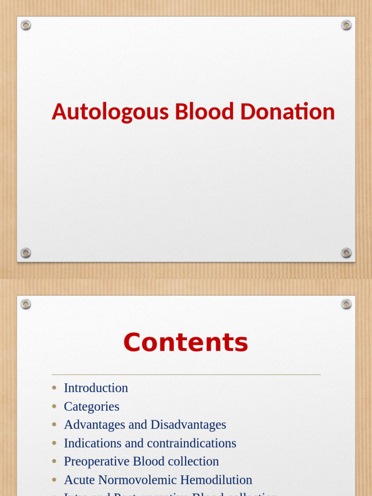 Autologous Blood Donation | PDF | Blood Donation | Blood Transfusion
