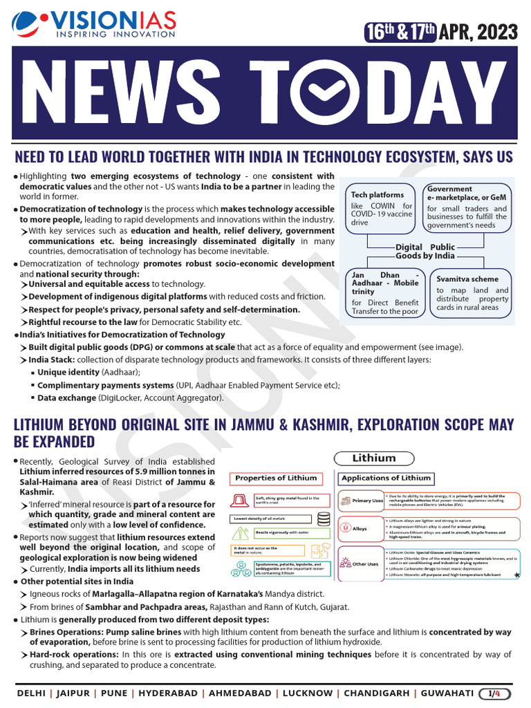 VisionIAS Daily Current Affairs 16 & 17 April 2023 | PDF | Graphene ...
