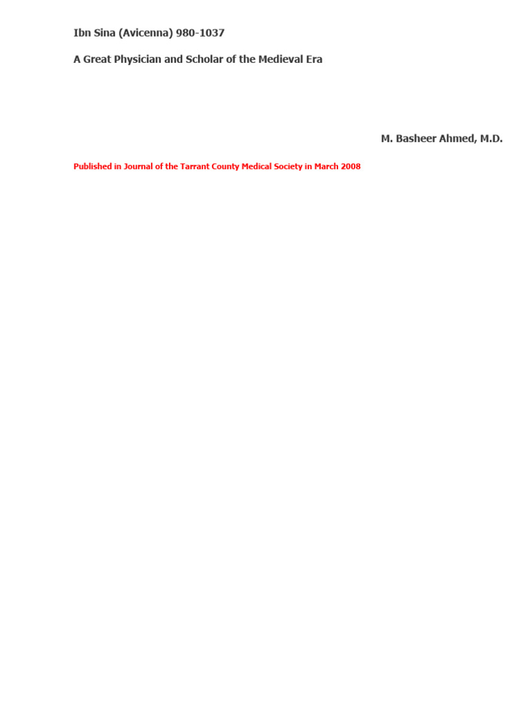 Ibn Sina: Pioneer of Medical Science | PDF | Medicine