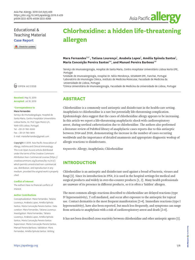 Chlorhexidine | PDF | Allergy | Allergen