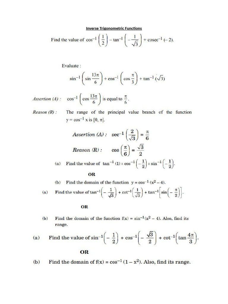 Inverse Trigonometric Functions | PDF