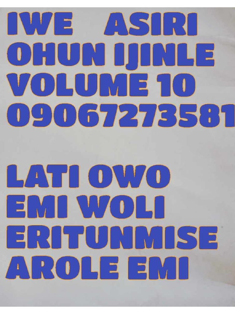 Iwe Asiri Ohun Ijinle Volume 10 | PDF