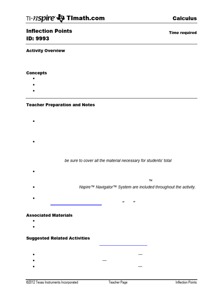 Inflection Points Teacher | PDF | Derivative | Analysis