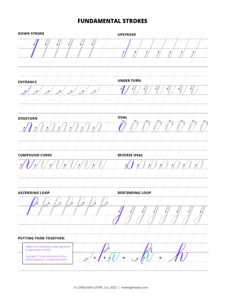 Calligraphy Basic Strokes Worksheet | PDF