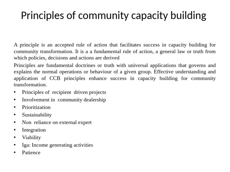 DCD 202 Principles of Community Capacity Building Notes | PDF