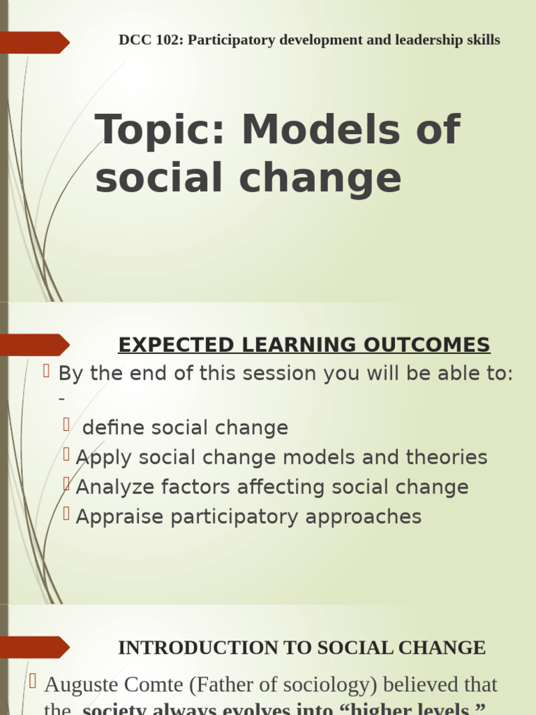 Social Change Models and Leadership Skills | PDF | Social Conflict ...