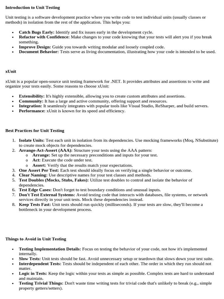 Unit Testing Best Practices with xUnit | PDF | Unit Testing | Method ...