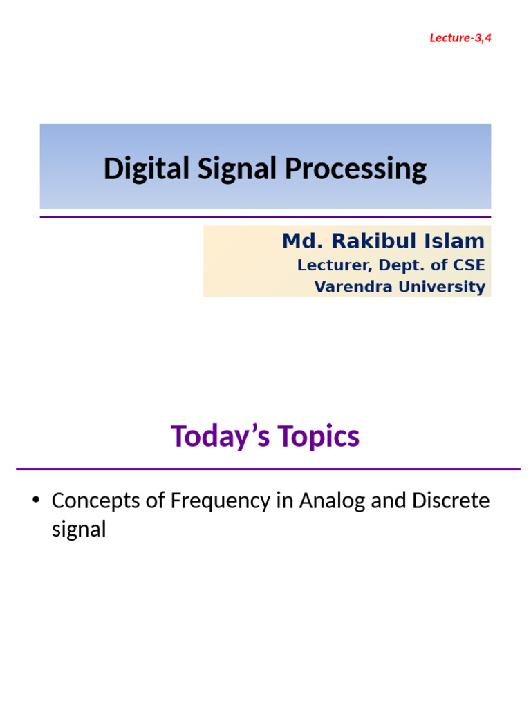 Lecture 3 4 | PDF | Sampling (Signal Processing) | Digital Signal