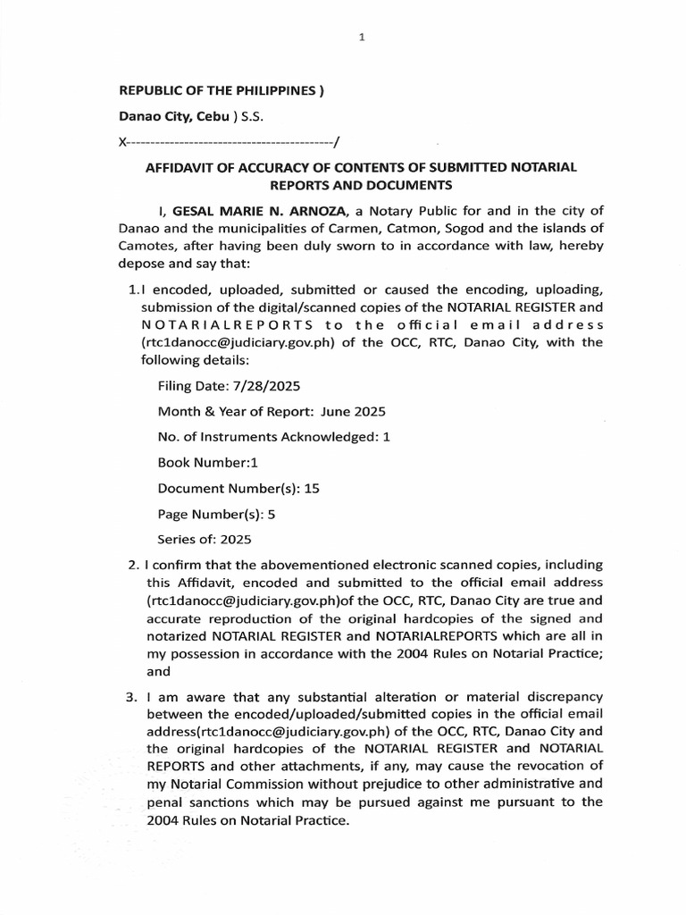 Affidavit of Accuracy | PDF