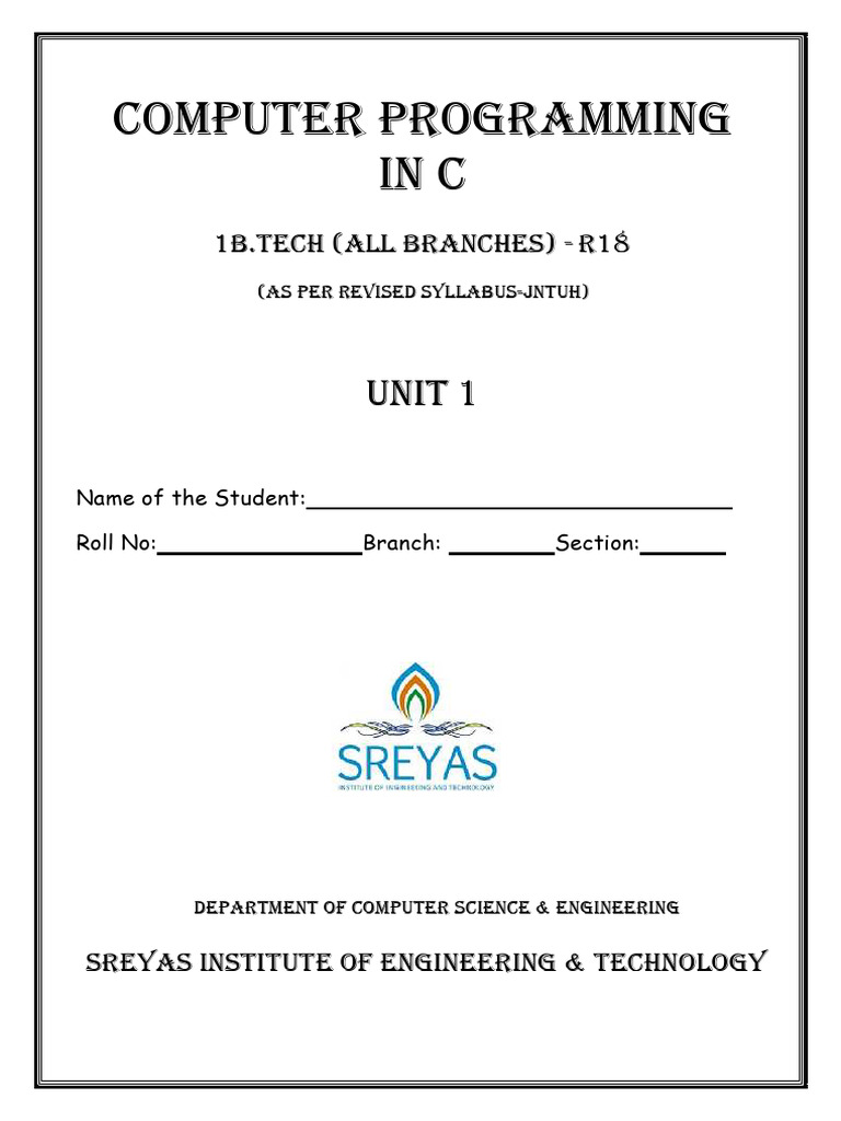 R18 PPS Unit I Introduction To Programming | PDF | Programming ...