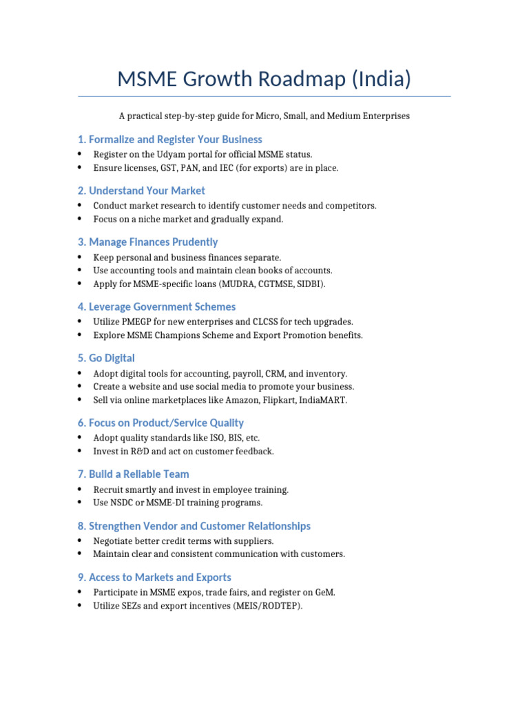 MSME Growth Roadmap India | PDF