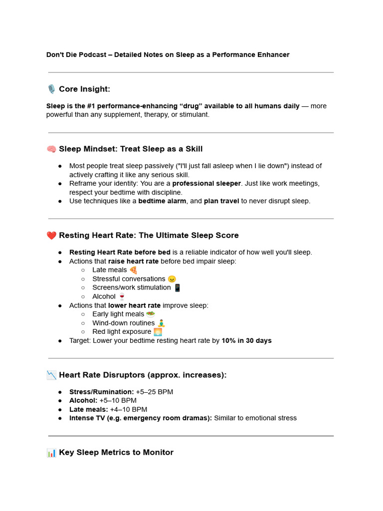 Bryan Johnson's Sleep Optimization Guide | PDF | Sleep | Heart Rate