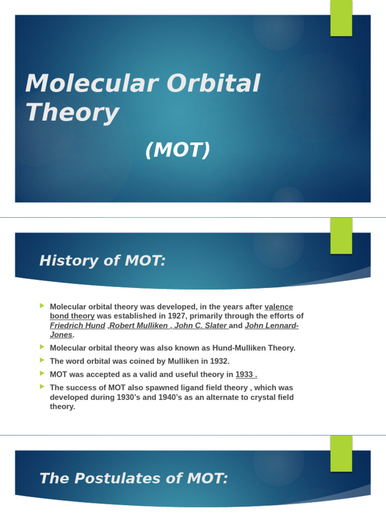 Molecular Orbital Theory | PDF | Molecular Orbital | Chemical Bond