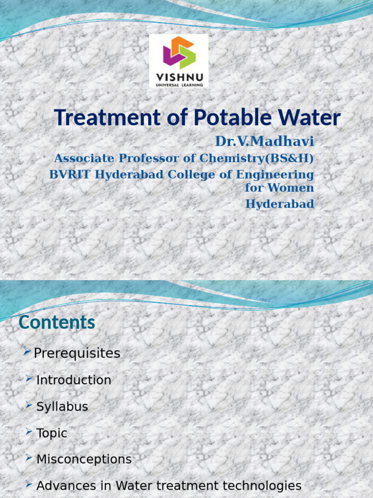 Steps in Potable Water Treatment | PDF | Water Purification ...